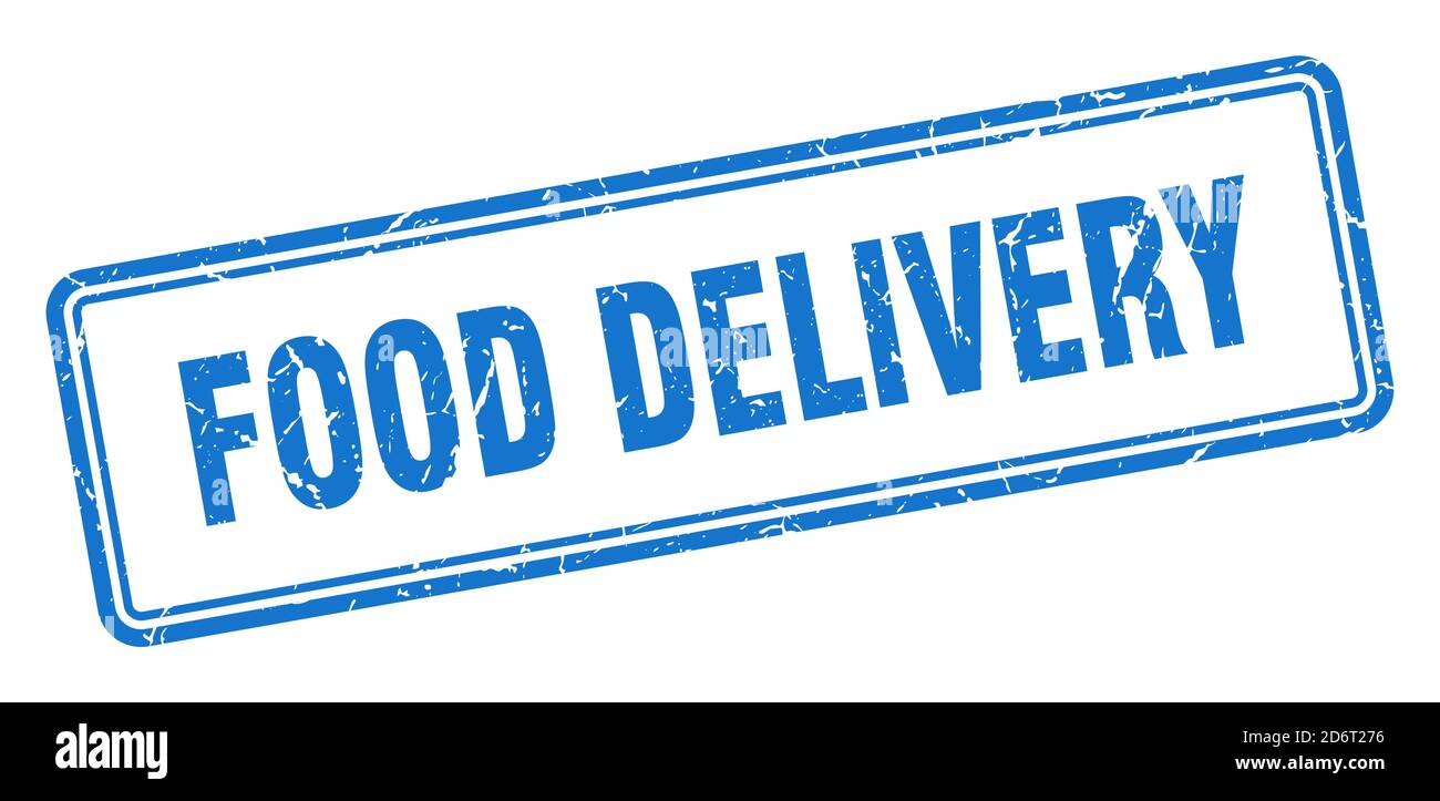 food delivery stamp. square grunge sign isolated on white background ...