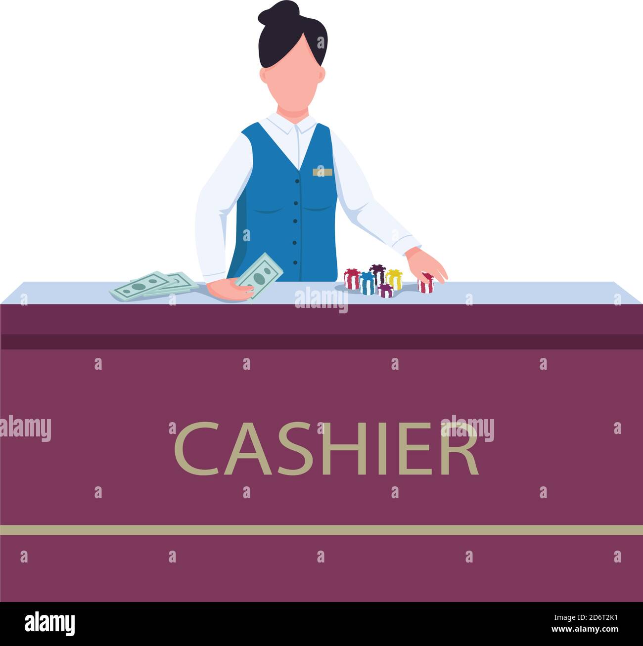 Cashier flat color vector faceless character Stock Vector Image & Art ...