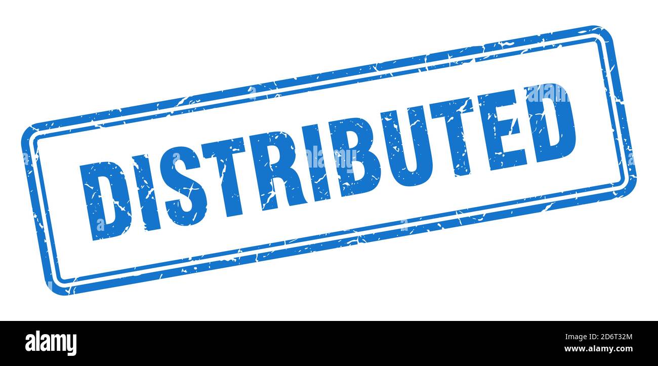 distributed stamp. square grunge sign isolated on white background ...