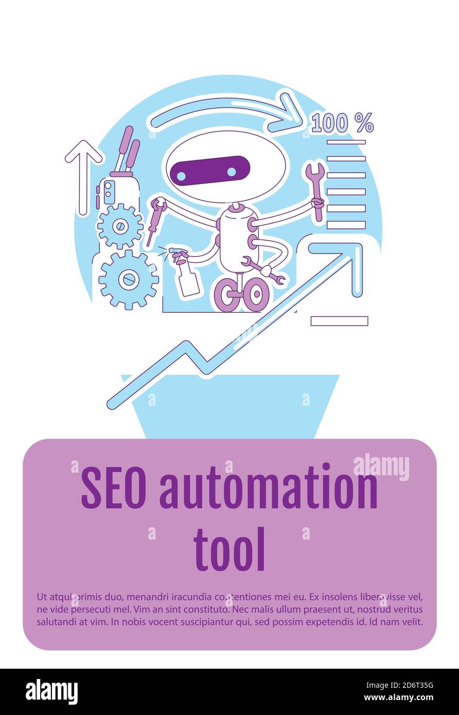 SEO automation tool poster flat silhouette vector template Stock Vector ...