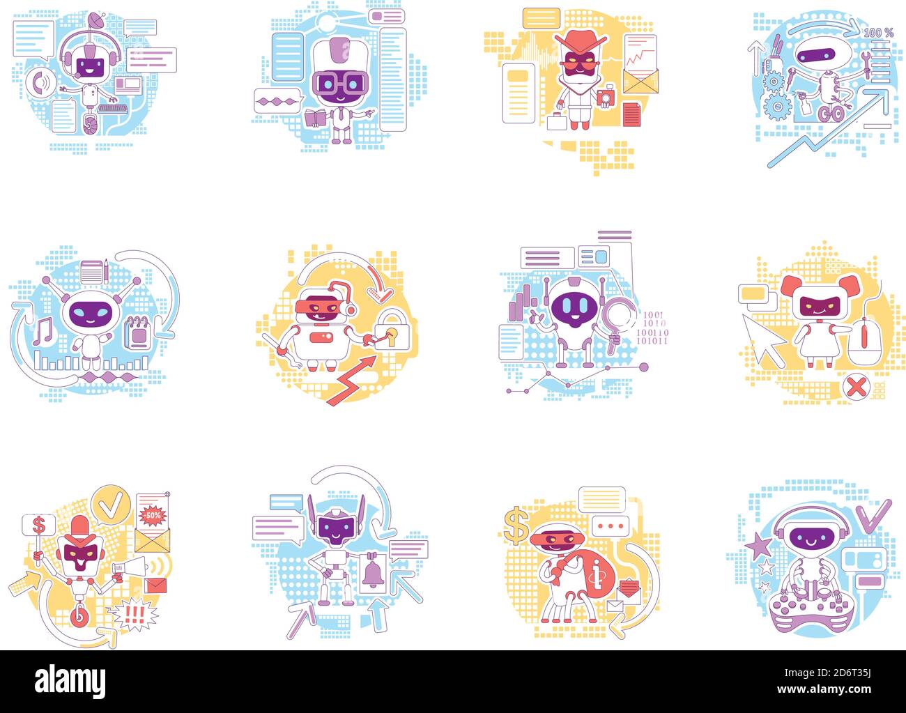 Good and bad bots thin line concept vector illustrations set Stock ...