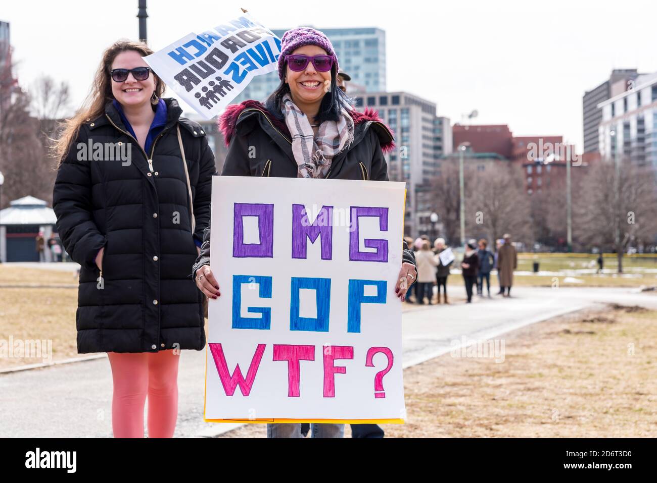 Two girls holding a handmade sign at the March for Our Lives ...