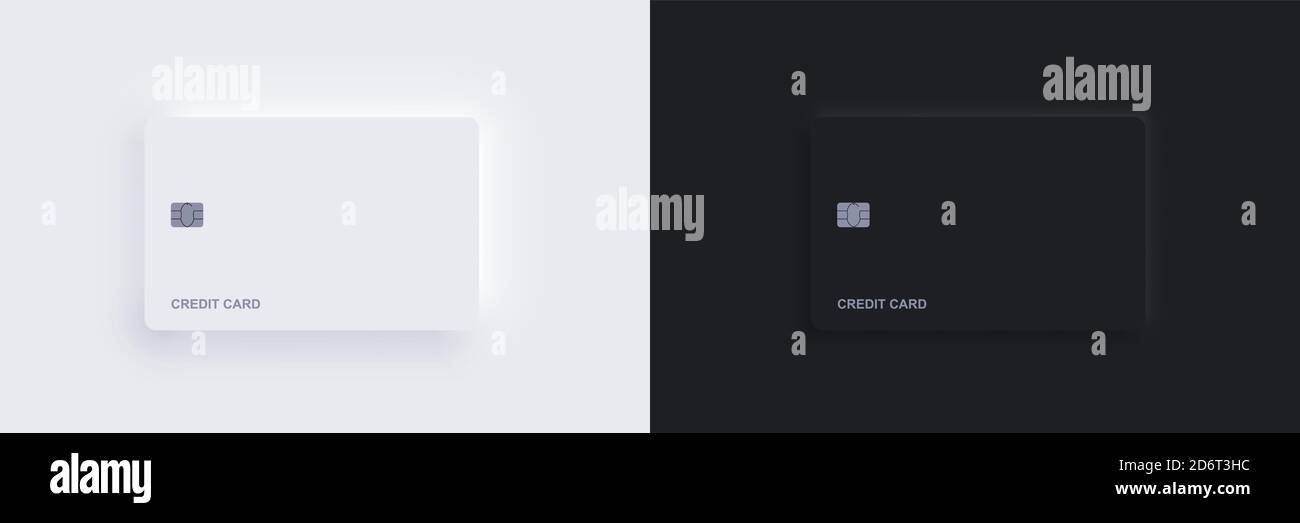 Plastic bank credit card templates with chip and shadow. Realistic ...