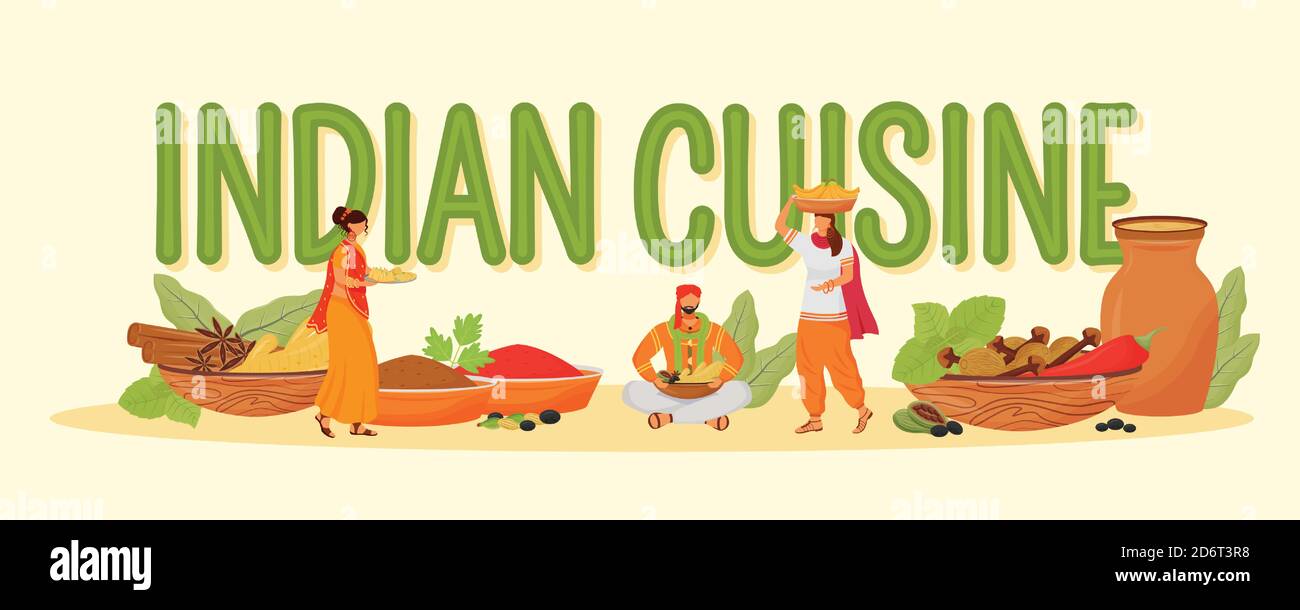Indian cuisine word concepts flat color vector banner Stock Vector ...