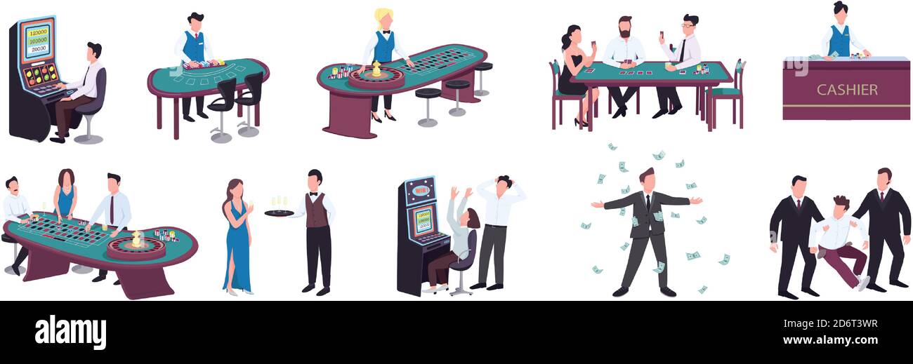 Gambler flat color vector faceless characters set Stock Vector Image ...