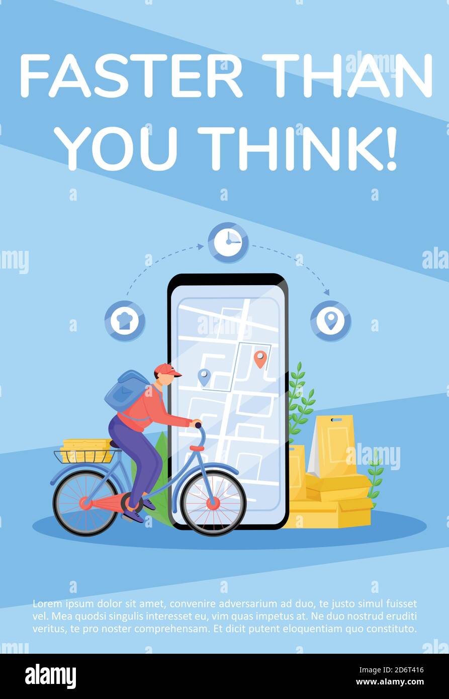 Food delivery poster flat vector template Stock Vector Image & Art - Alamy