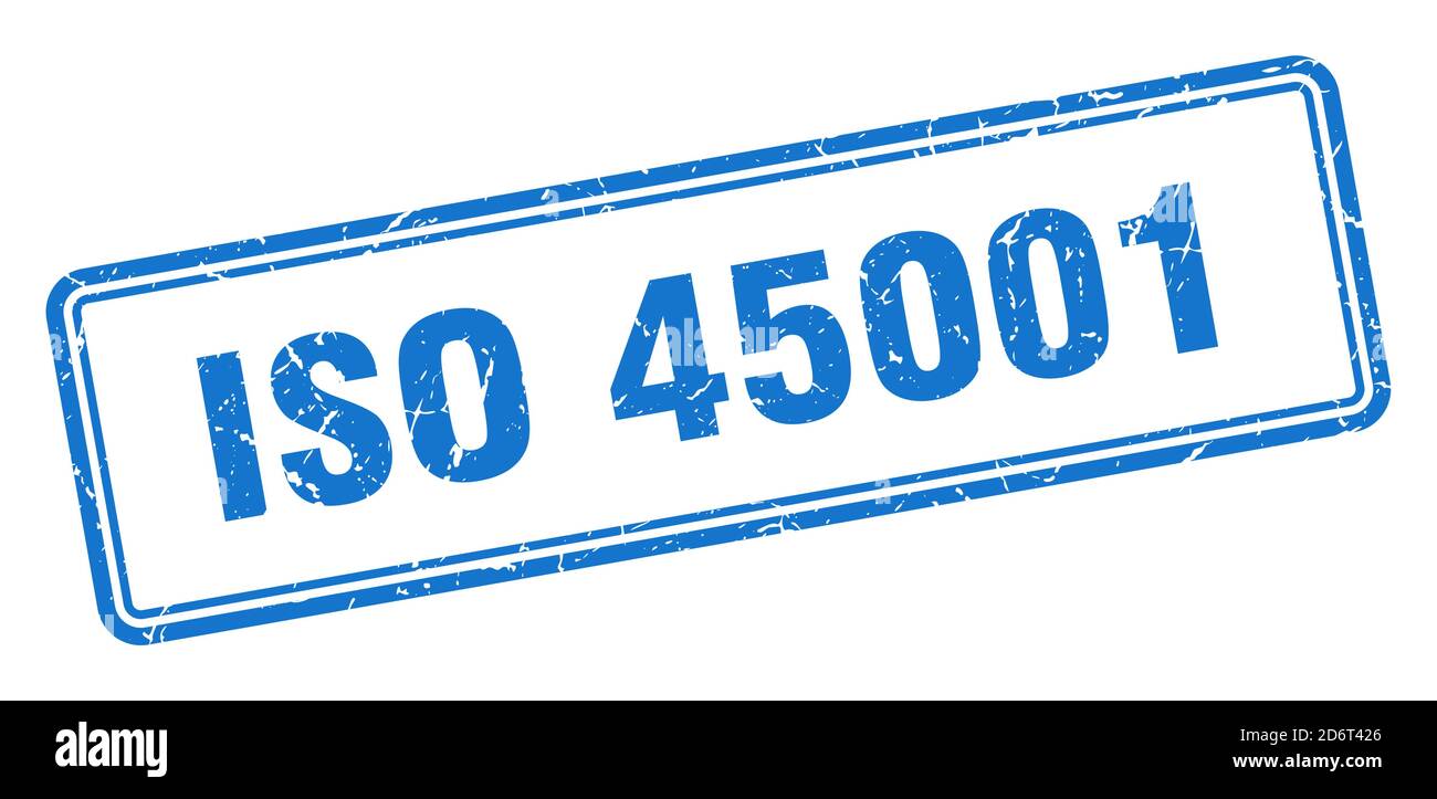 iso 45001 stamp. square grunge sign isolated on white background Stock ...