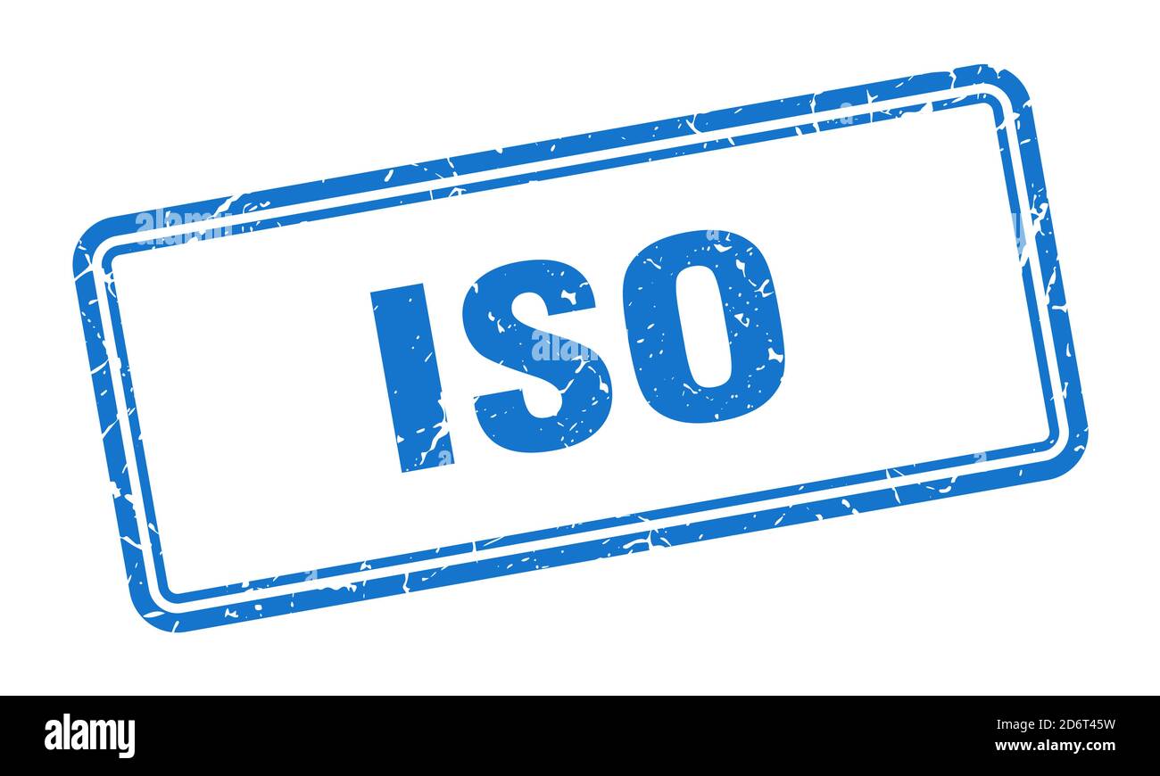 iso stamp. square grunge sign isolated on white background Stock Vector ...