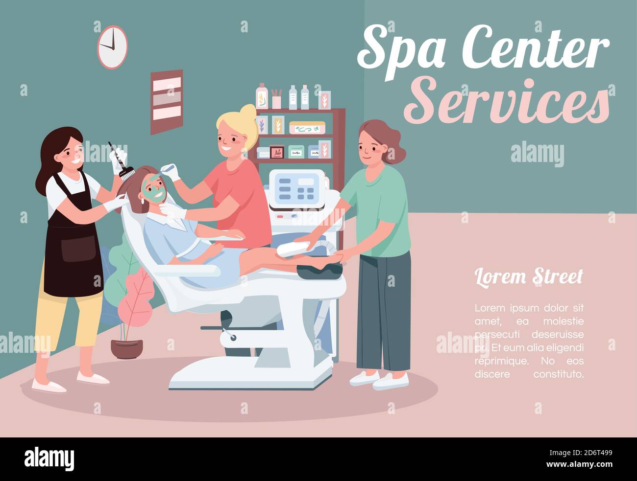 Spa center services banner flat vector template Stock Vector Image ...