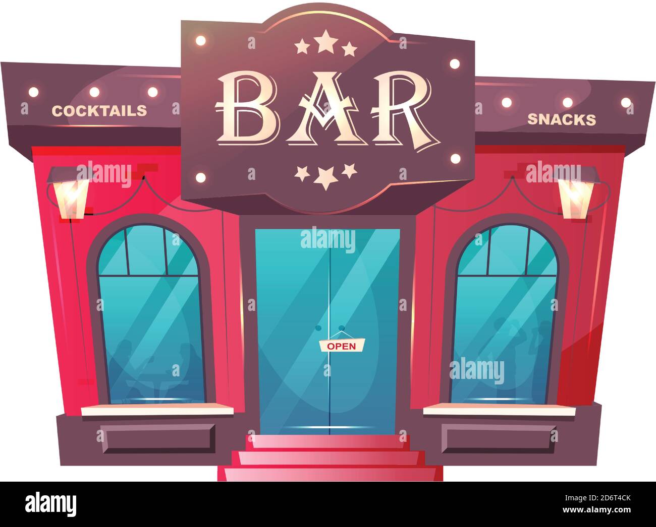 Cocktail bar entrance cartoon vector illustration Stock Vector Image ...
