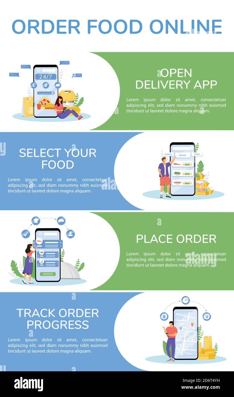 Food order flat color vector infographic template Stock Vector Image ...