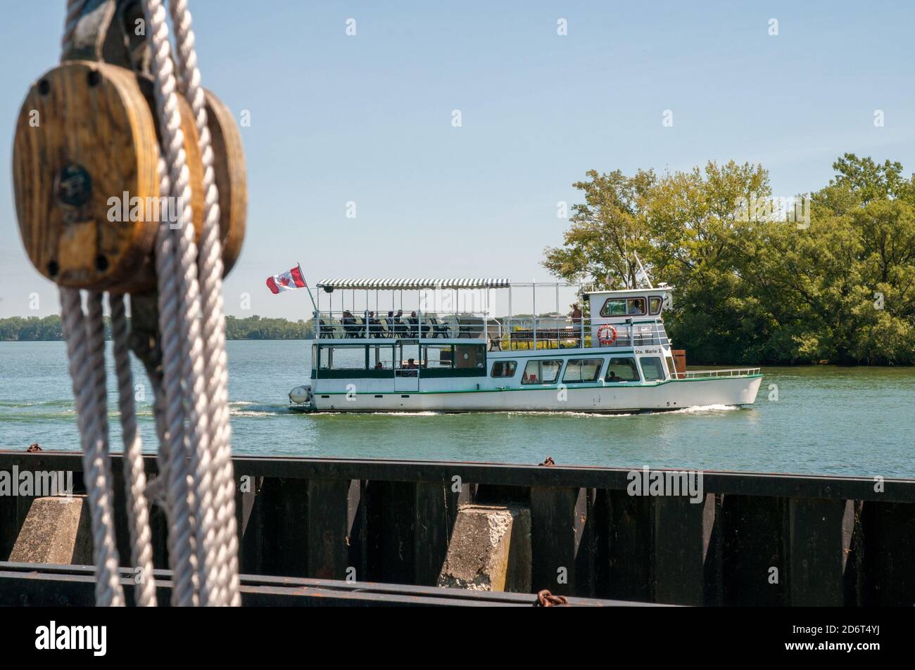 The Ste. Marie I tourist cruise boat approaching one of the ports on ...