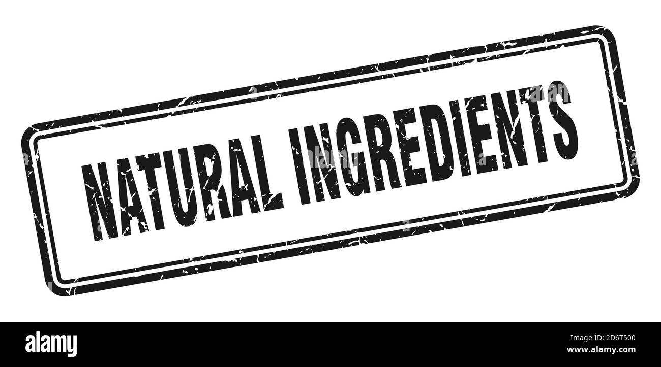 natural ingredients stamp. square grunge sign isolated on white ...