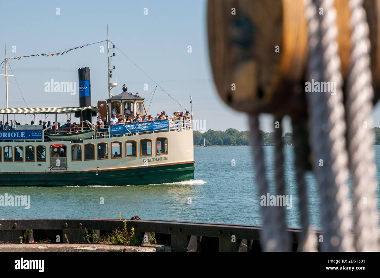The Oriole tourist cruise boat approaching one of the ports on the ...