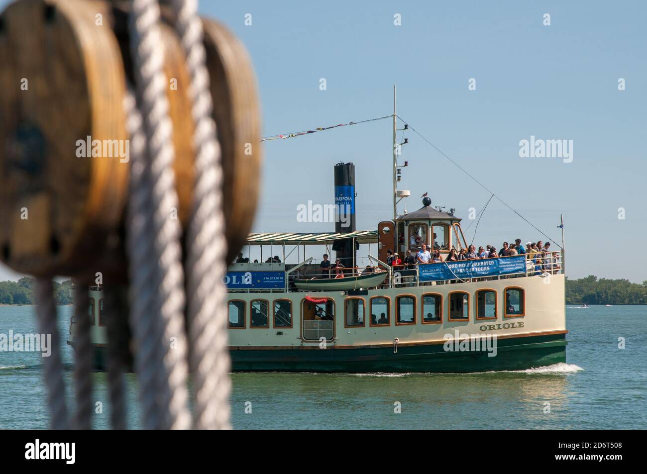 The Oriole tourist cruise boat approaching one of the ports on the ...