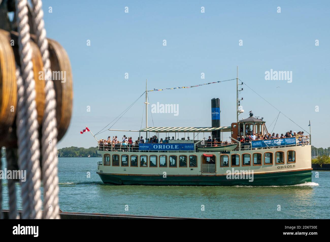 The Oriole tourist cruise boat approaching one of the ports on the ...