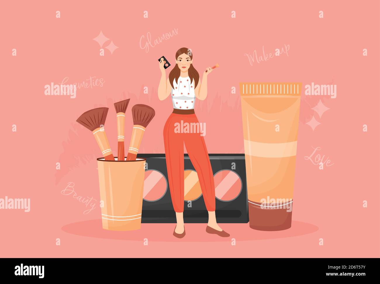 Make up artist flat concept vector illustration Stock Vector Image ...