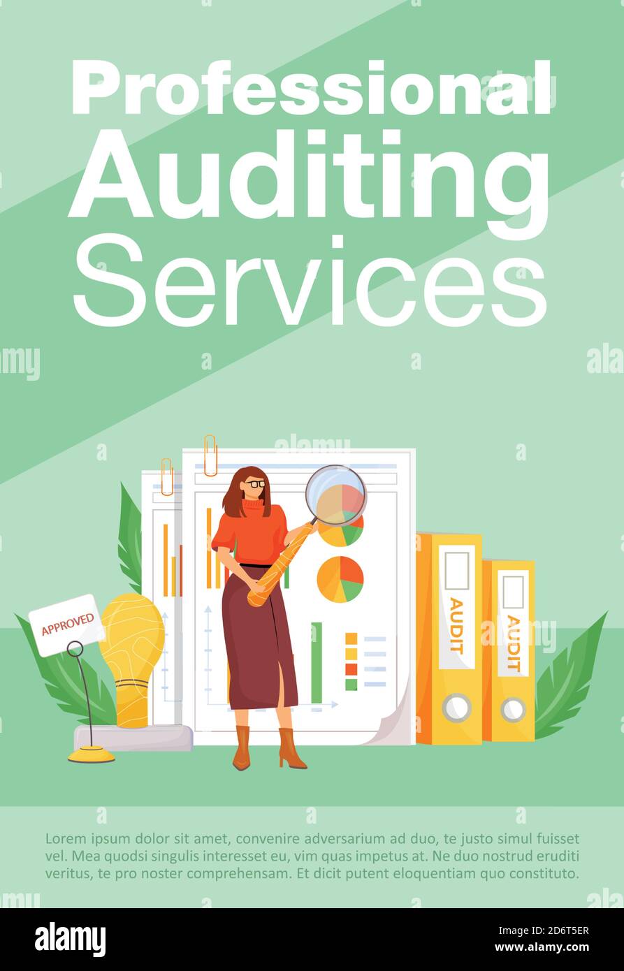 Professional auditing services poster flat vector template Stock Vector ...