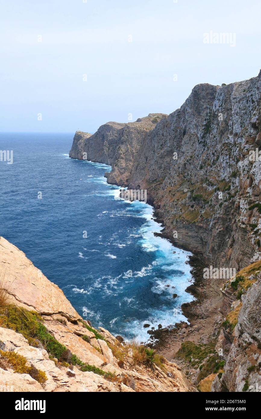 Cap de Formentor cliffs and sea view on Majorca island, Spain Stock ...