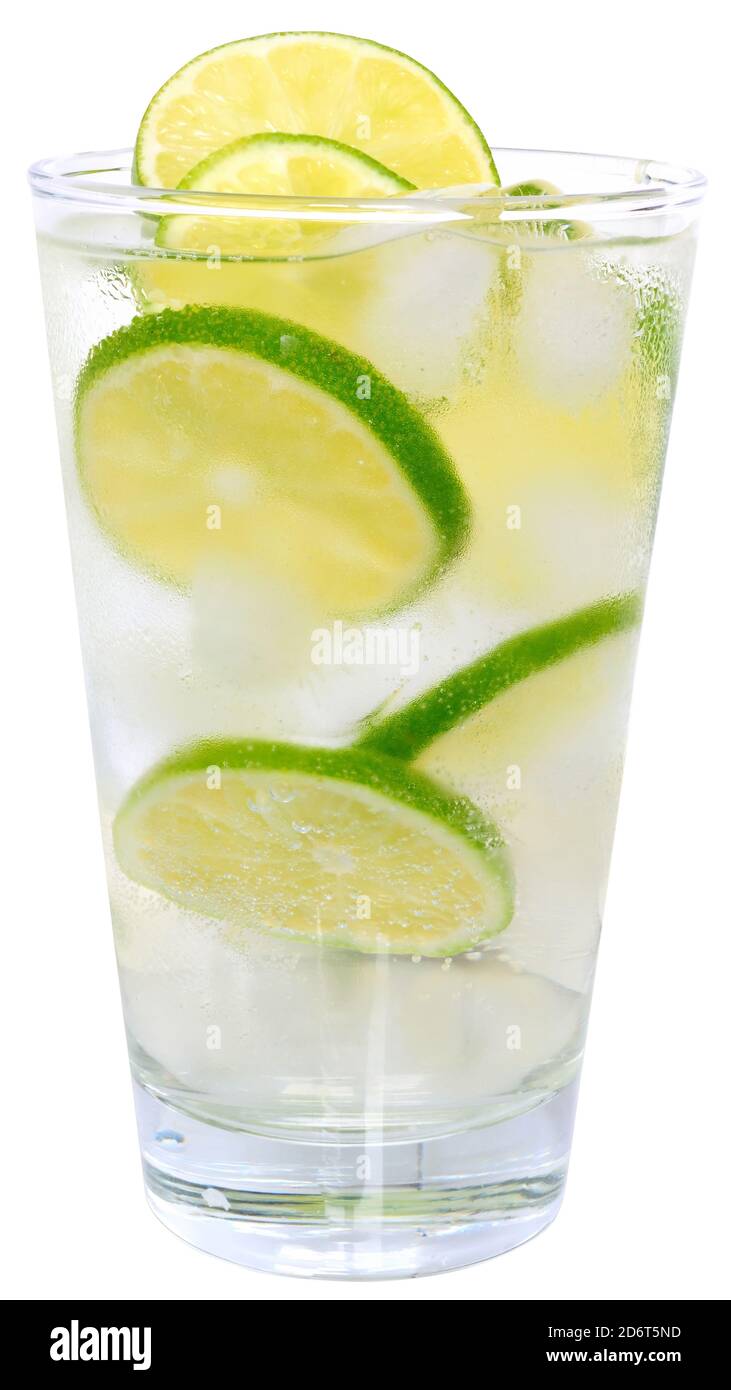 Caipirinha cocktail with ice cubes in a highball glass isolated on a white background Stock ...
