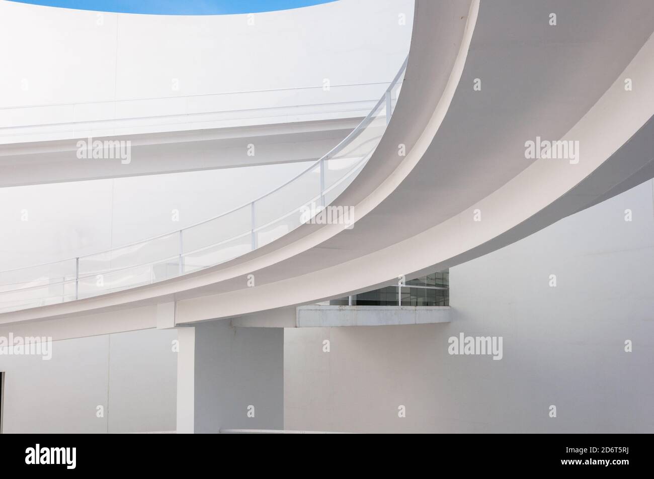 Low angle white minimalist building wall in futuristic style with ...