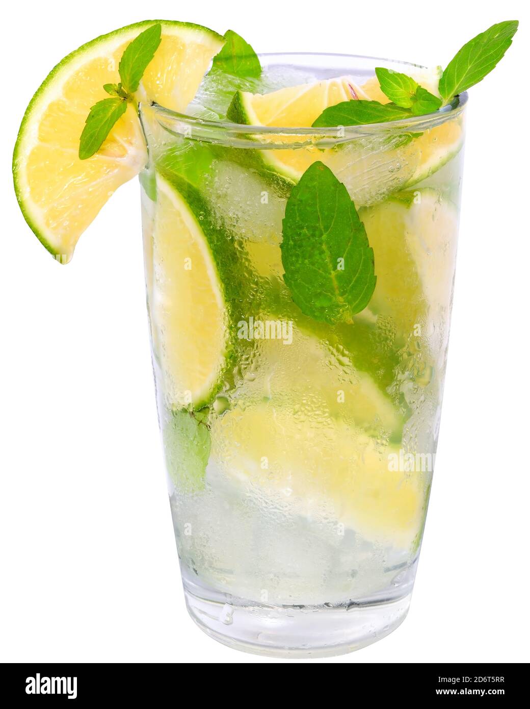 mojito cocktail with lime and leaf mint isolated on white background ...