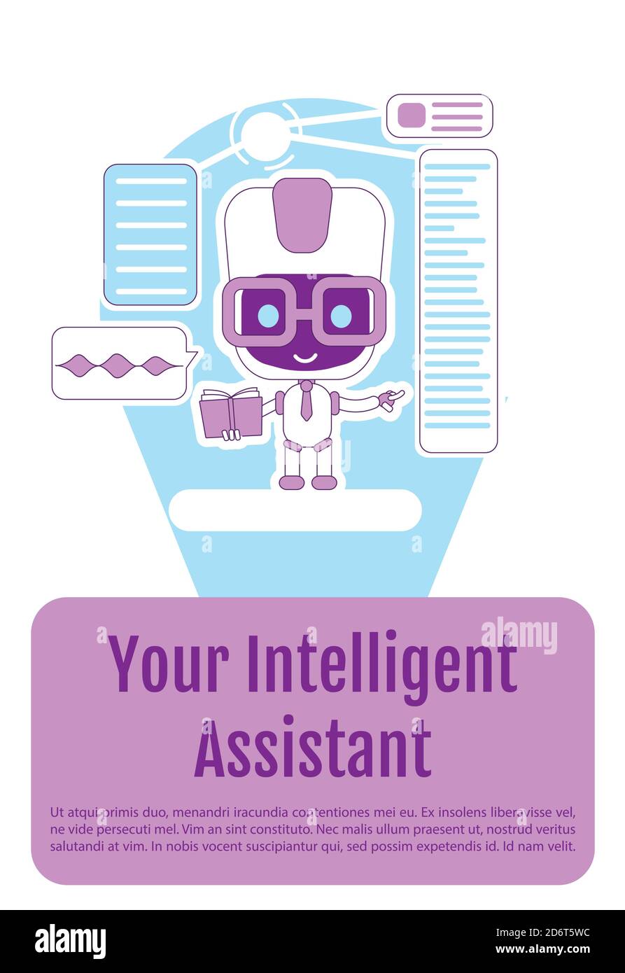 Personal assistant bot poster flat silhouette vector template Stock ...