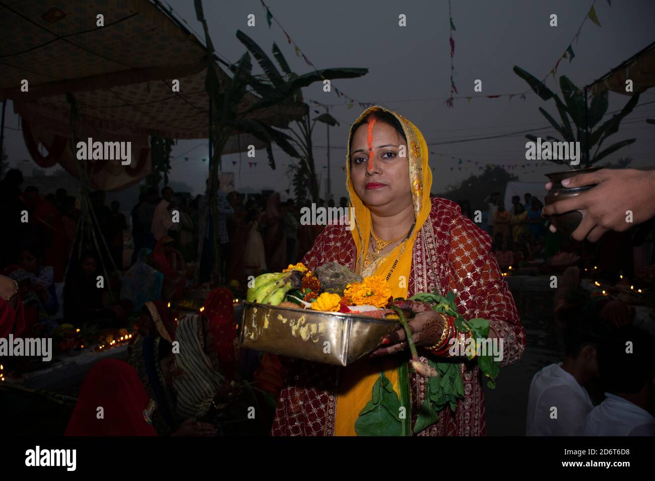 Indian women performing chhath pooja.Chhath is an ancient Hindu Vedic ...