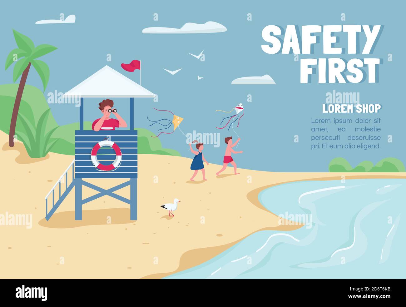 Safety first banner flat vector template Stock Vector Image & Art - Alamy