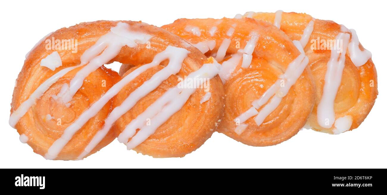 Pretzel shaped sugar cookies, made of puff pastry with butter on a ...