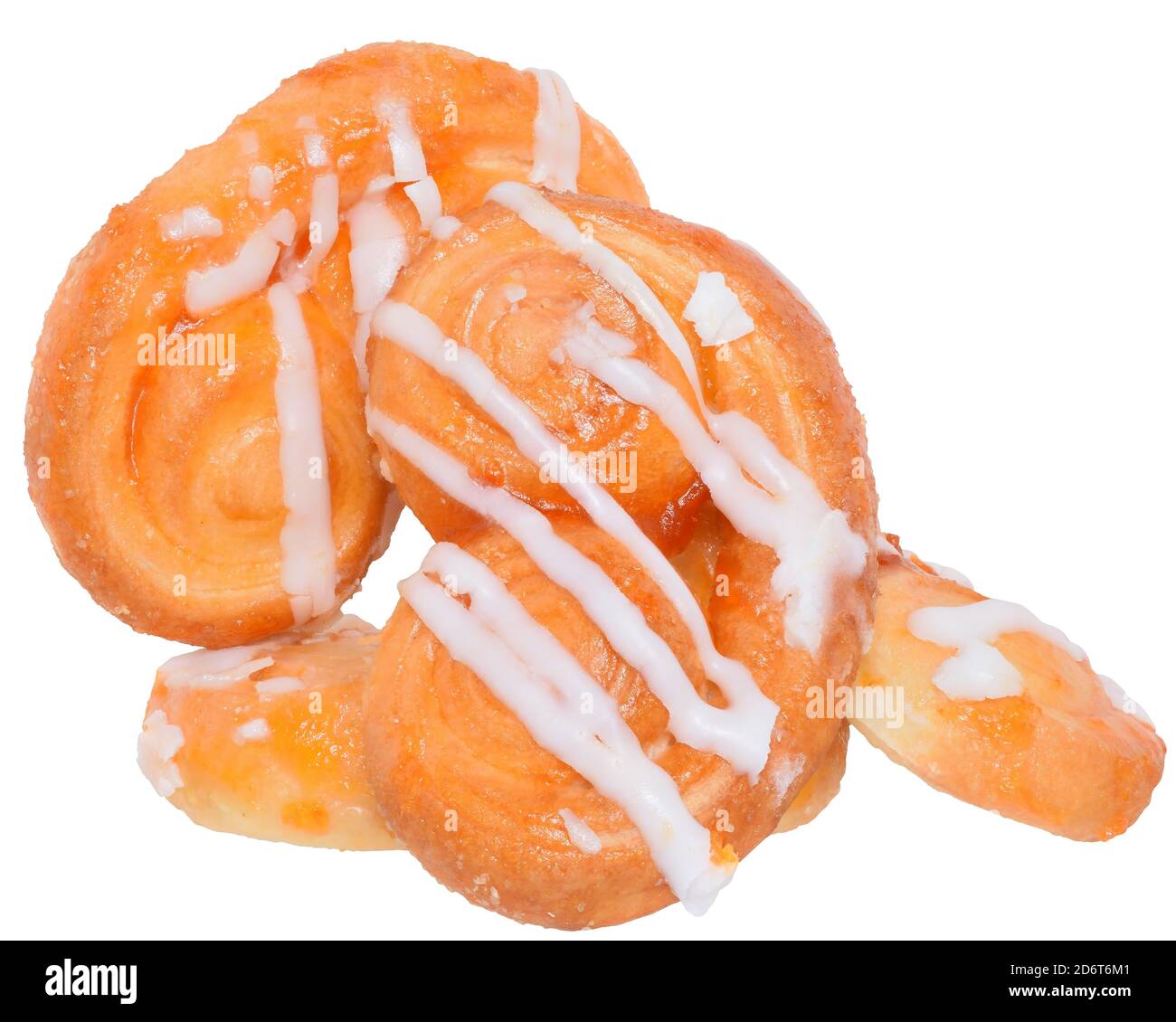 Pretzel shaped sugar cookies, made of puff pastry with butter on a ...
