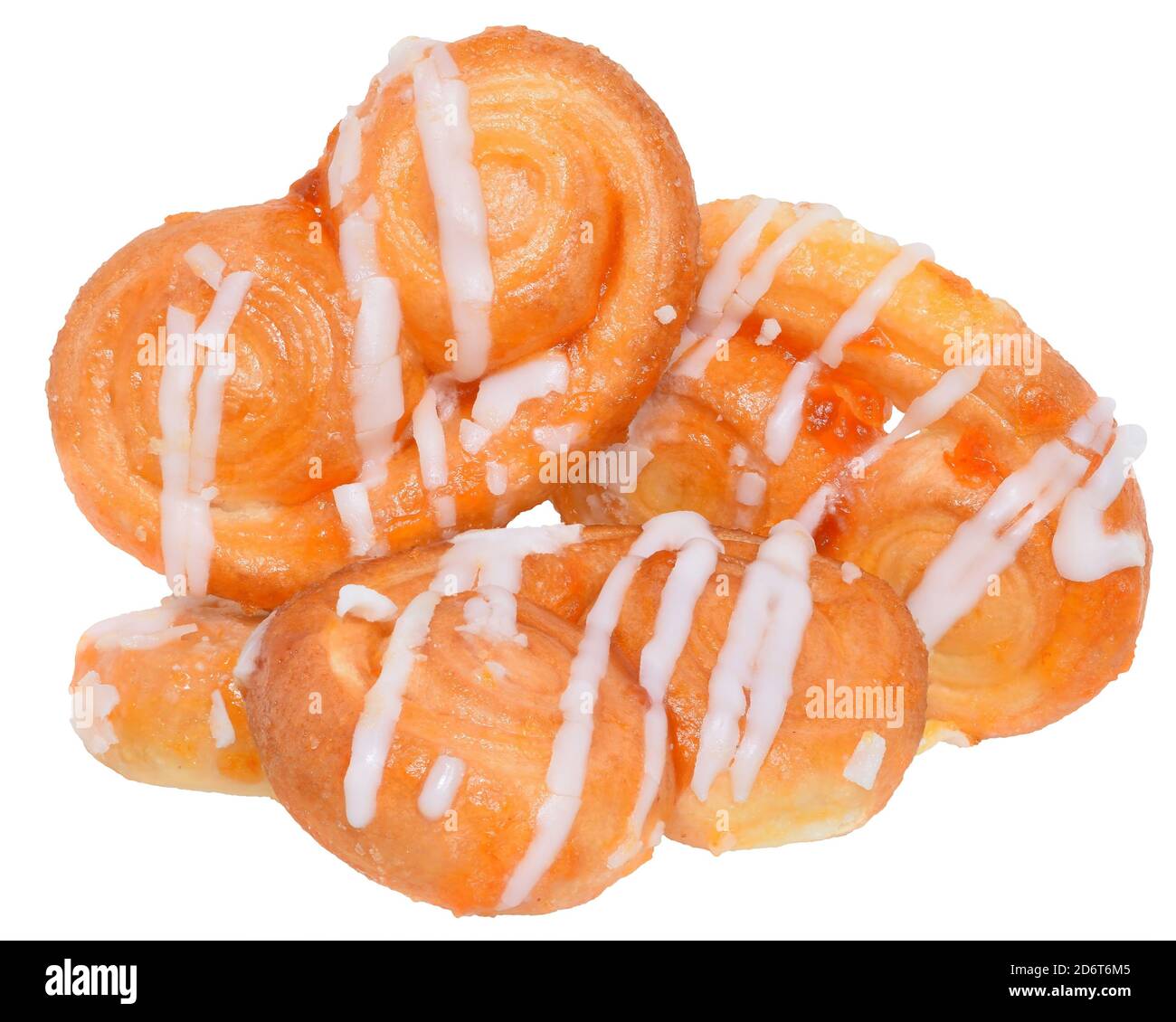 Pretzel shaped sugar cookies, made of puff pastry with butter on a ...