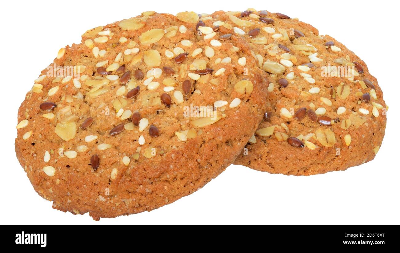 Round cereal biscuits with sunflower seeds, cunate, flax and oat flakes ...