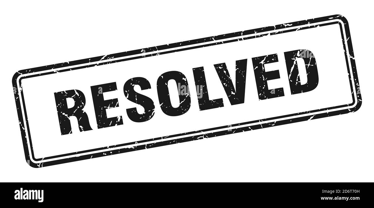 resolved stamp. square grunge sign isolated on white background Stock ...