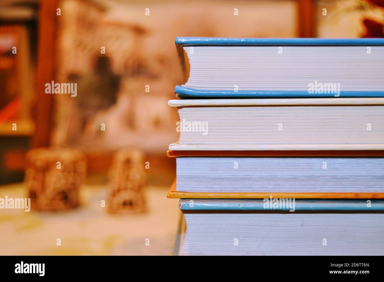Group of books blurred background. Back to school concept Stock Photo ...