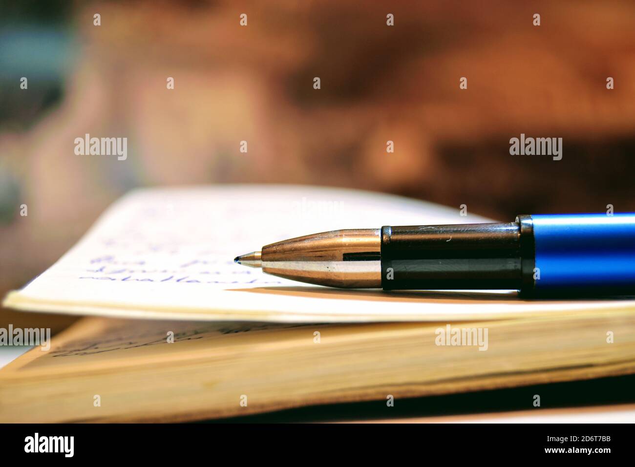 Vintage notebook blue pen hi-res stock photography and images - Alamy