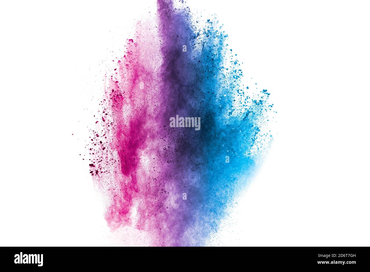 Blue pink color powder explosion on white background Stock Photo - Alamy