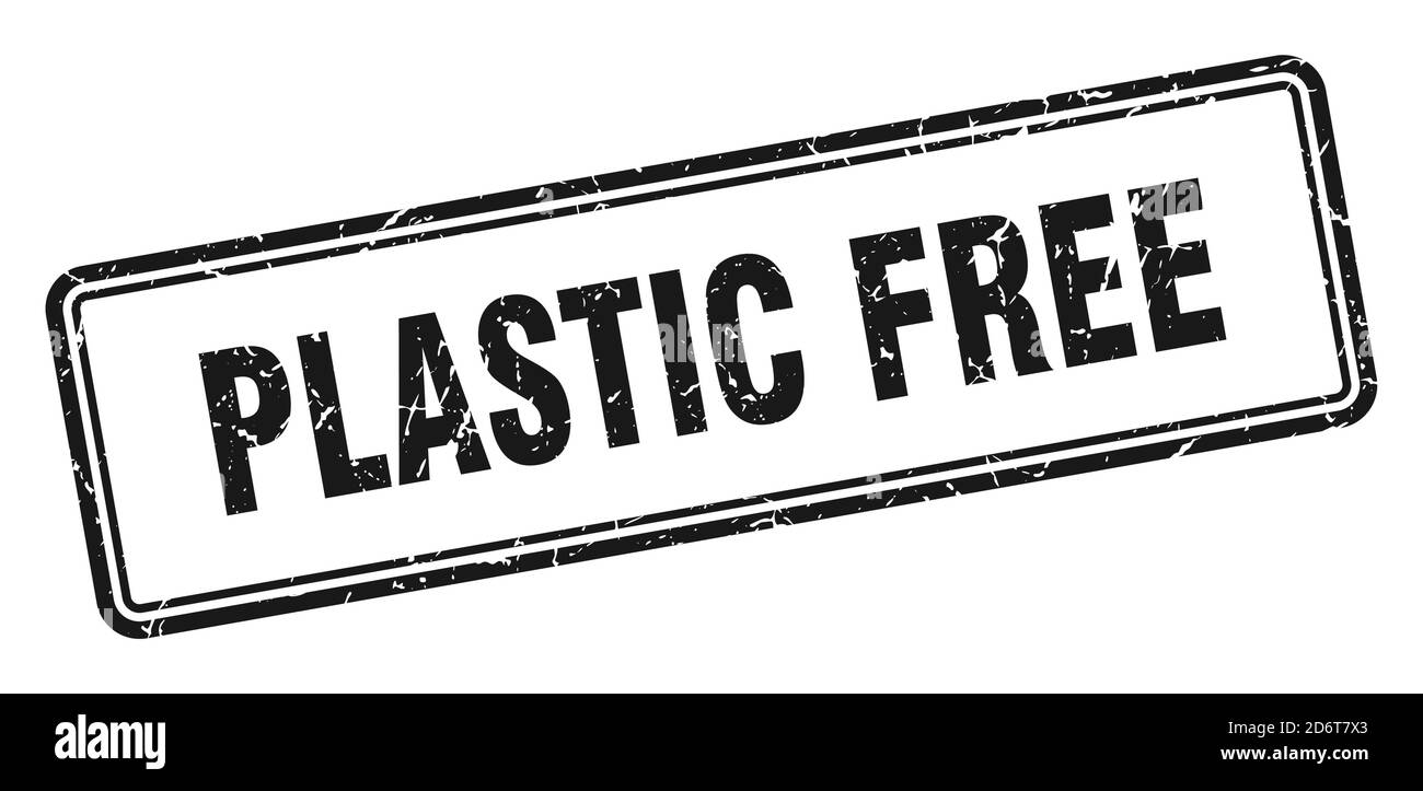 plastic free stamp. square grunge sign isolated on white background ...