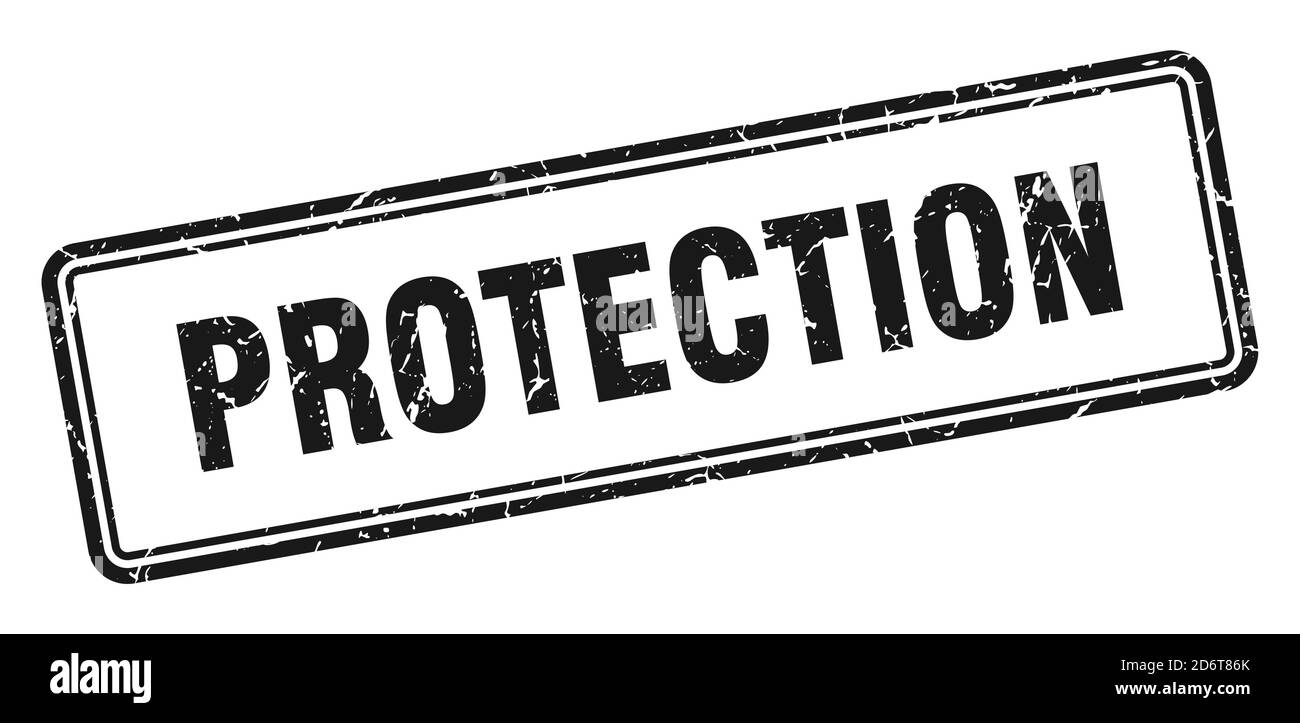 protection stamp. square grunge sign isolated on white background Stock ...