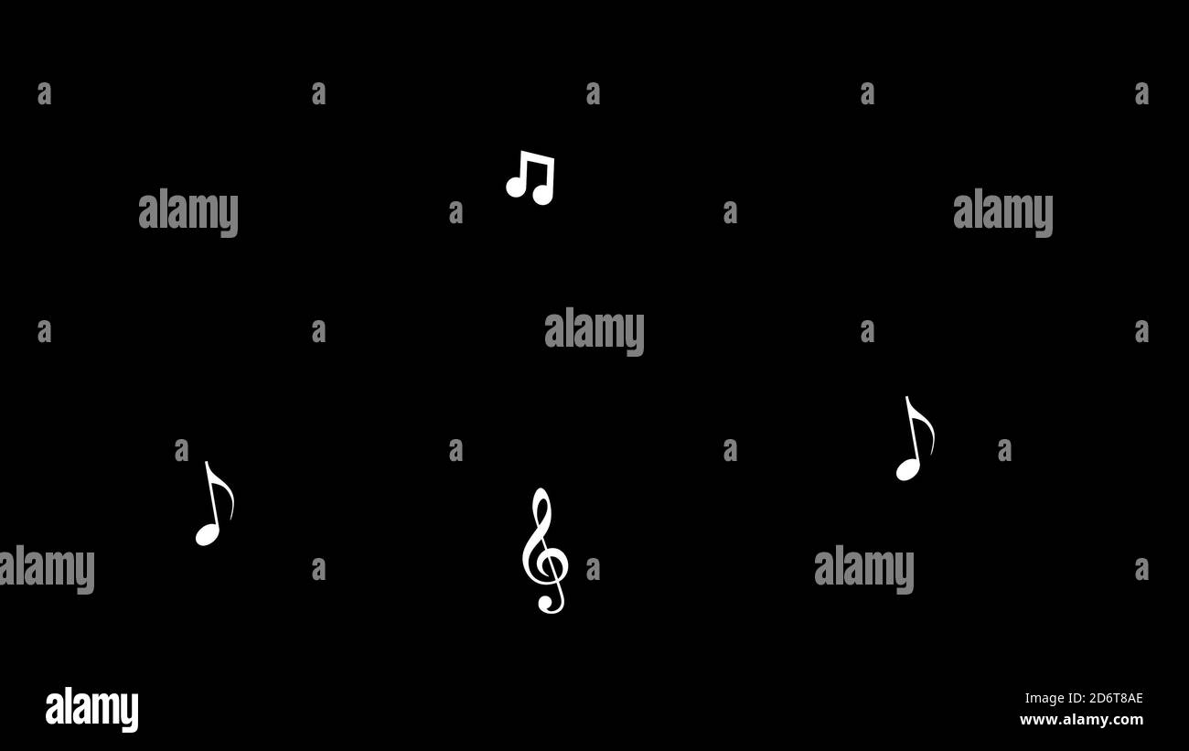 Musical Notes Flying on black background. Alpha Channel Stock Photo - Alamy