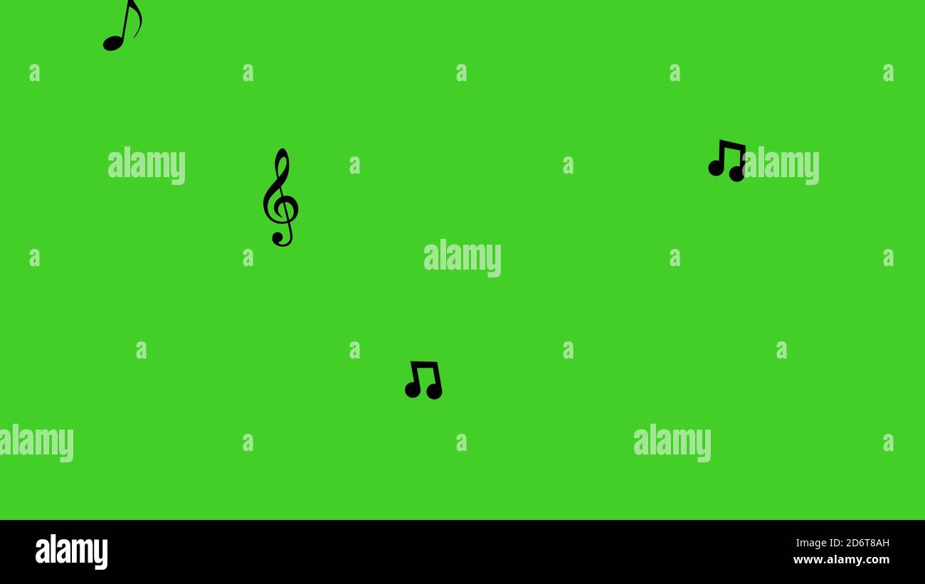 Musical note streaming up in melody. Green screen Stock Photo - Alamy