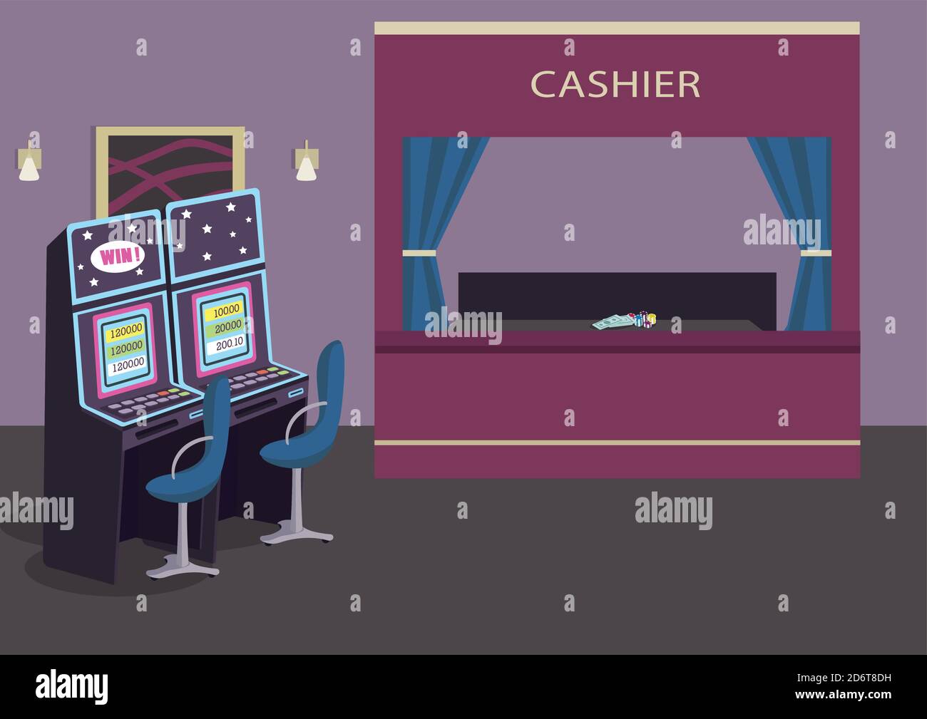 Slot machines row flat color vector illustration Stock Vector Image ...