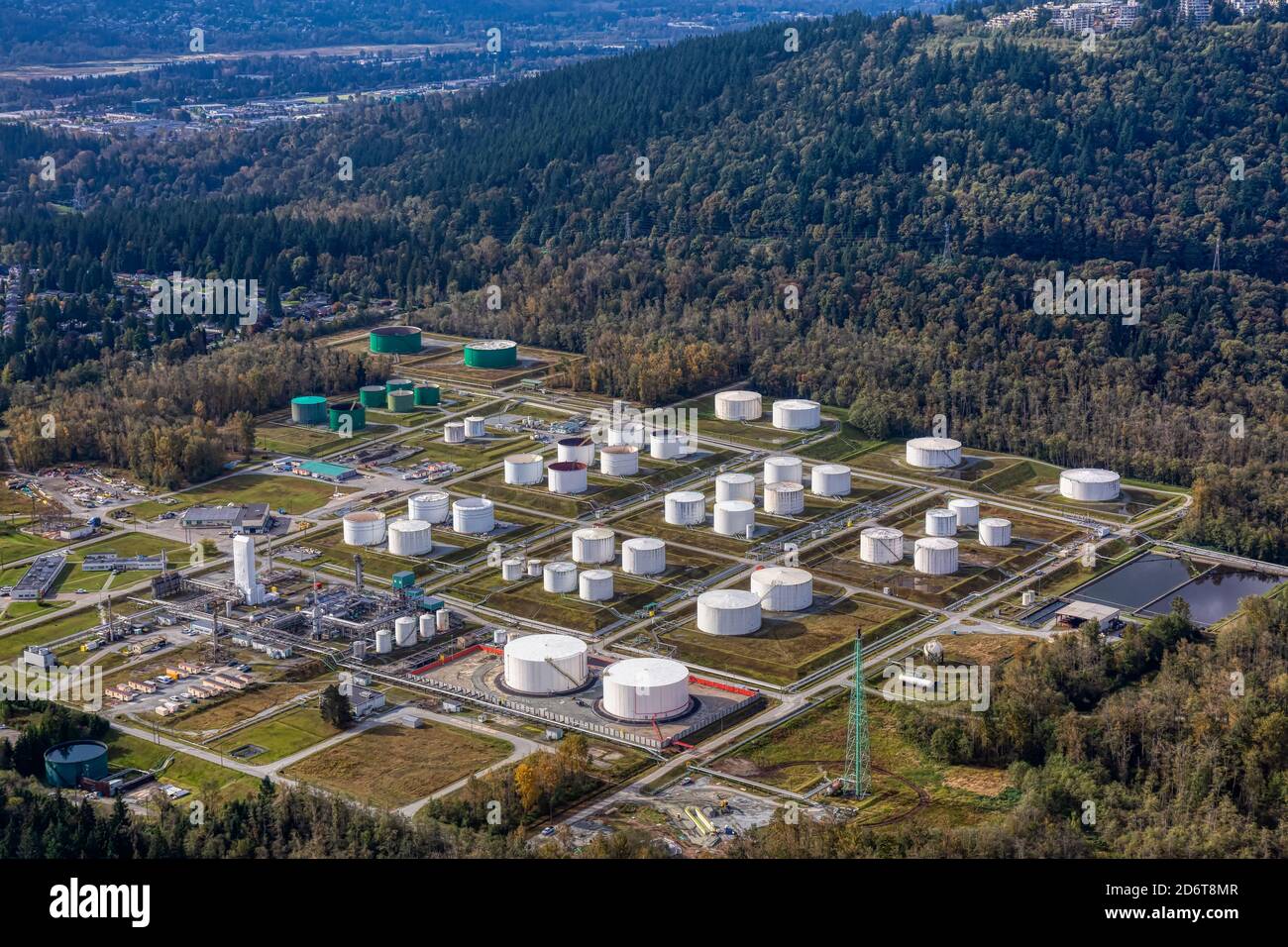 Aerial view of Oil Refinery Industrial Site in a modern city Stock ...