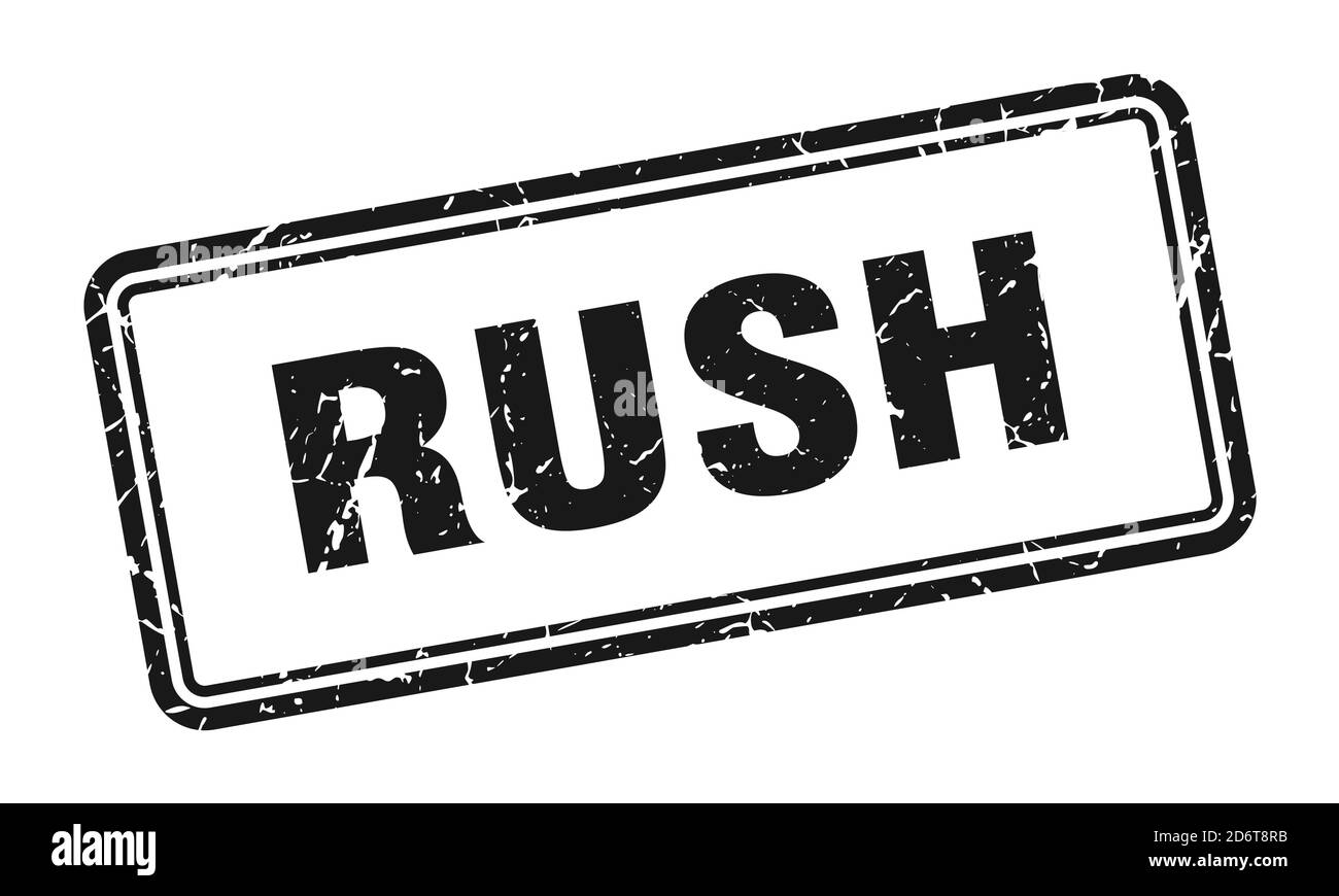 rush stamp. square grunge sign isolated on white background Stock ...