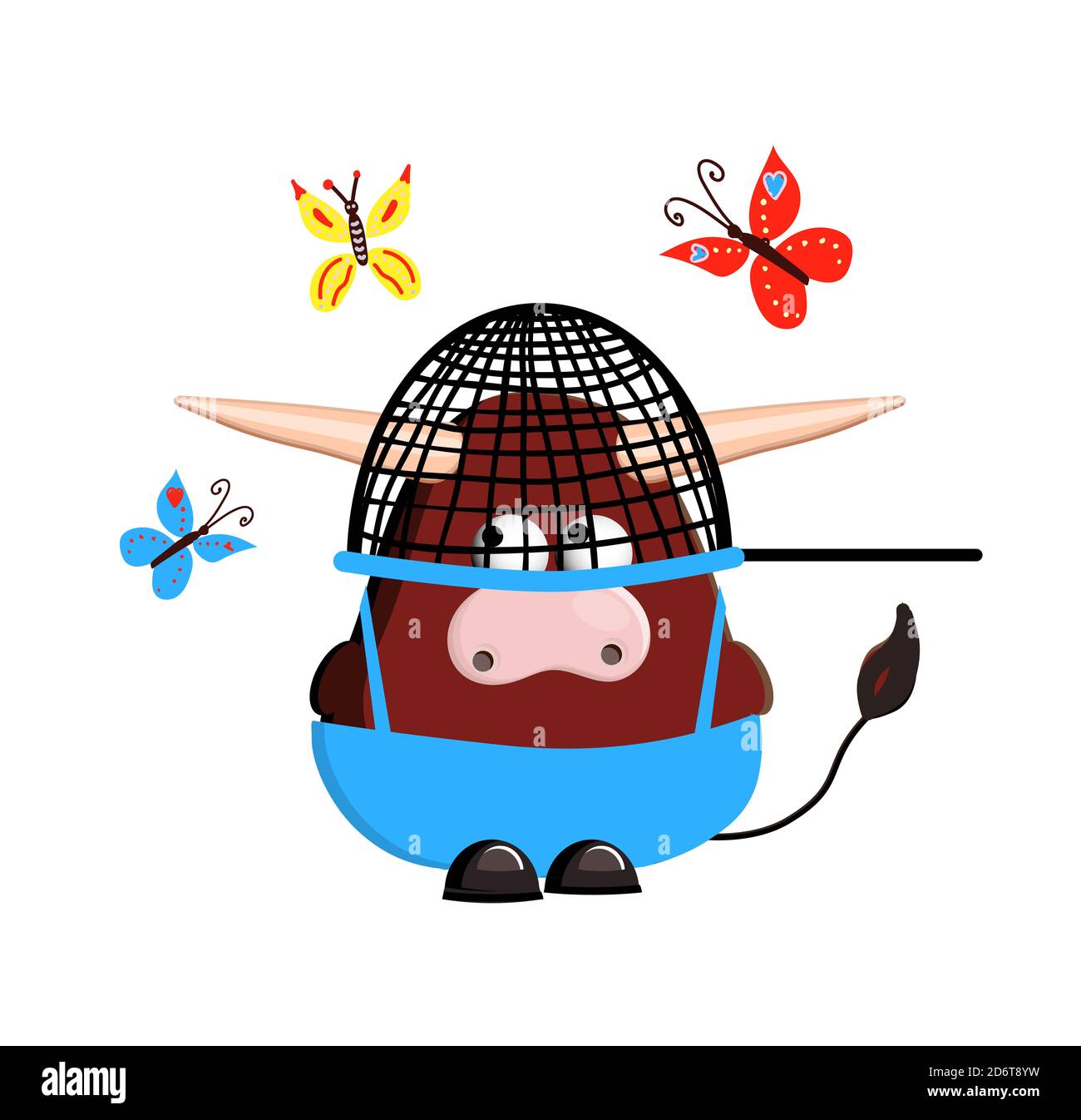 Year of the calf. ox character is cute. isolated on a white background ...