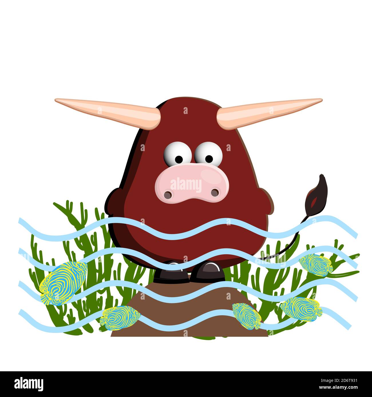 Year of the calf. ox character is cute. isolated on a white background ...