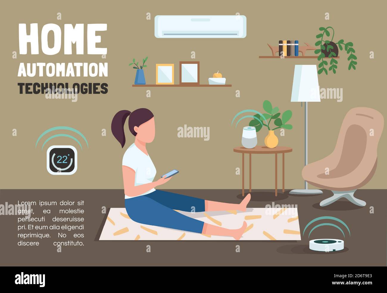 Home automation technologies banner flat vector template Stock Vector ...