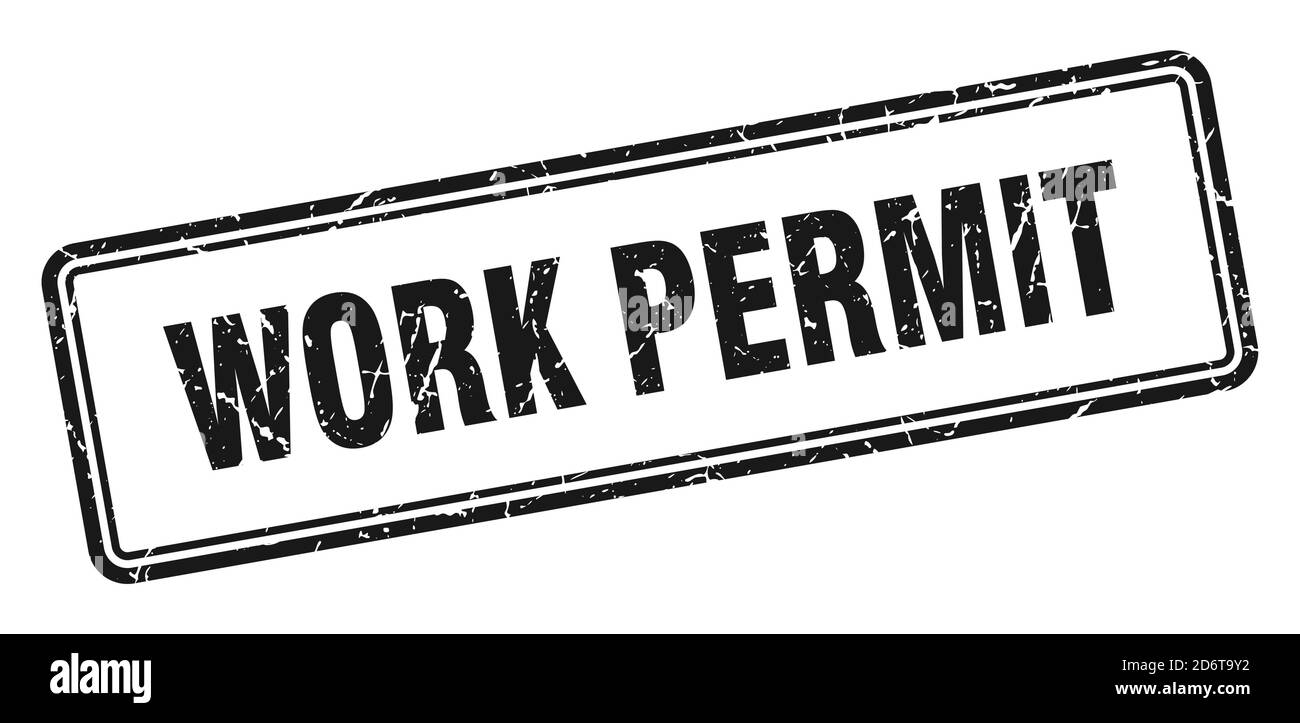 work permit stamp. square grunge sign isolated on white background ...
