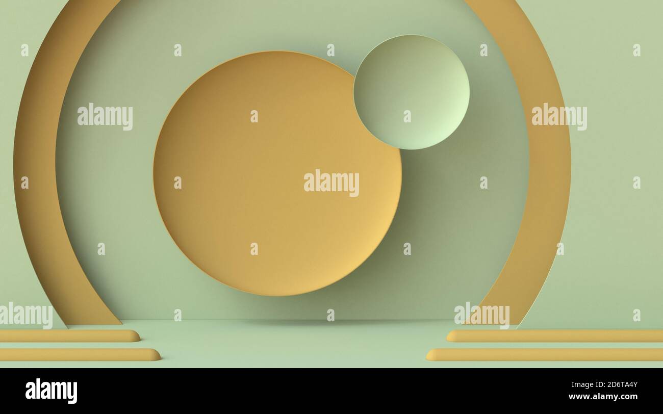 Abstract mock up two circles background 3D render illustration Stock ...