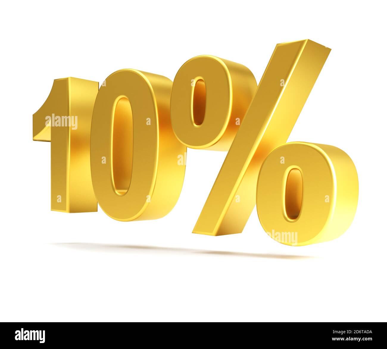 Golden ten percent isolated on white background, 3d illustration Stock ...